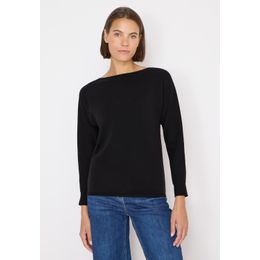 Strickpullover Cecil, Damen, Gr. M (40), schwarz, Stoff, 41% Polyester, 23% Polyacryl, 21% Baumwolle, 15% Nylon, unifarben, comfort fit normal, U-Boot-Ausschnitt, B&uuml;ndchen, Pullover Strickpullover, mit U-Boot-Ausschnitt