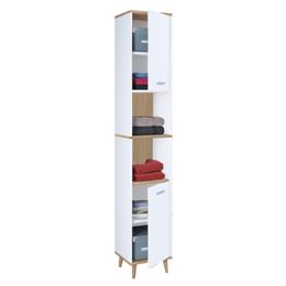 Hochschrank Vcm "Holz Badm&ouml;bel Bad Hochschrank Badschrank Landos", braun (wei&szlig;, honig, eiche), B:32cm T:28cm, Obermaterial: 100% Holz Wood., Schr&auml;nke, Hochschrank