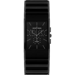 Chronograph Jacques Lemans "Dublin", schwarz (schwarz, schwarz), Armbanduhren, Damen, Chronograph, Quarzuhr, Armbanduhr, Damenuhr, Herrenuhr, Keramik, Stoppfunktion