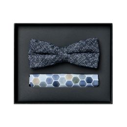 Fliege Venti "Venti Set aus Fliege und Einstecktuch gemustert", Herren, dunkelblau, 72% Polyester, 20% Viskose, 8% Elasthan, Fliegen