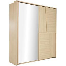 Kleiderschrank GAMI "SILVA Schiebeschrank mit 2 T&uuml;ren", beige (eiche nachbildung), B:207cm H:226cm T:61cm, Holzwerkstoff, Melamin, Schr&auml;nke, Kleiderschrank, Optimale Stauraumkapazit&auml;t, Front mit LED-Beleuchtung