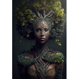 Leinwandbild AFFENGEILEBILDER "Treewoman by Catill auf Keilrahmen gespannt", farbe bild(er): gr&uuml;n,hellgr&uuml;n,dunkelgr&uuml;n,braun, B:60cm H:90cm T:2cm, Leinen, Bilder, Leinwandbild, Kunstdruck Wandbild Bild in verschiedenen Formaten