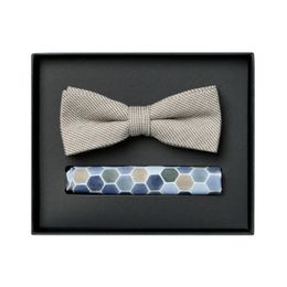 Fliege Venti "Venti Set aus Fliege und Einstecktuch gemustert", Herren, champagner beige, 72% Polyester, 20% Viskose, 8% Elasthan, Fliegen