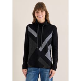 Strickpullover Cecil, Damen, Gr. XXL (46), schwarz, Web, 53% Baumwolle, 44% Polyacryl, 3% metallisierte Fasern, Glitzermuster, comfort fit normal, hoch geschlossener Ausschnitt, B&uuml;ndchen, Pullover Strickpullover, mit Glitzer-Details