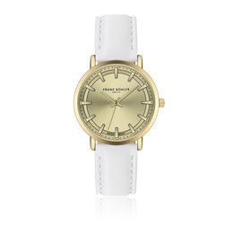 Quarzuhr FRANZ B&Ouml;HLER "BE2-S098G", wei&szlig;, Armbanduhren, Damen, Quarzuhr