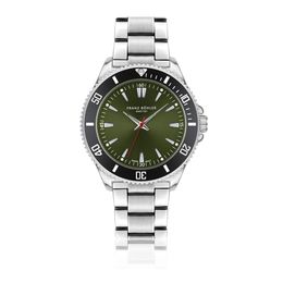Quarzuhr FRANZ B&Ouml;HLER "BA2-B090S", gr&uuml;n (silber), Armbanduhren, Herren, Quarzuhr