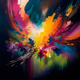 Leinwandbild AFFENGEILEBILDER "Color Explosion by Nilo auf Keilrahmen gespannt", farbe bild(er): gr&uuml;n,schwarz,rot,gelb,blau,wei&szlig;, B:90cm H:90cm T:2cm, Leinen, Bilder, Leinwandbild, Kunstdruck Wandbild Bild in verschiedenen Formaten