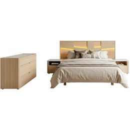 Schlafzimmer-Set GILBEY'S "SILVA", eiche nachbildung, Eiche Nachbildung + ohne Matratze, B/H: 160cm x 200cm, Eiche Nachbildung, Schlafzimmerm&ouml;bel-Sets, Ein funktionales und &auml;sthetisches Schlafzimmer