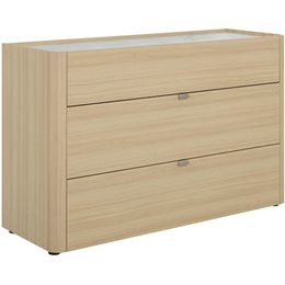 Kommode GAMI "SILVA KOMMODE 3 SCHUBLADEN", strukturierte eichenoptik, B:130cm H:83cm T:47cm, Spanplatte, Sideboards, Kommode, Eine praktische Kommode mit sehr hochwertiger Verarbeitung