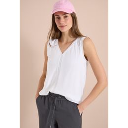 Tr&auml;gertop Cecil, Damen, Gr. XL (44), wei&szlig;, Web, 50% Baumwolle, 50% Modal, unifarben, comfort fit normal, V-Ausschnitt, abgesteppt, Tops Tr&auml;gertop, mit femininem V-Ausschnitt