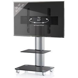 Wohnzimmertisch Vcm "TV Standfu&szlig; Glas Fernseh Rollen St&auml;nder Fu&szlig; Tosal", schwarz (schwarzglas), B:60cm T:44cm, Regale, TV-Board