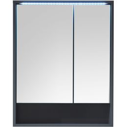 Spiegelschrank BASIC BY BALCULINA "Lucera Spiegelschrank, Badezimmerschrank BxHxT 60x75x20", grau (grau matt), B:60cm H:75cm T:20cm, Holzwerkstoff, Schr&auml;nke, Spiegelschrank, Breite 60 cm, T&uuml;r L/R montierbar, LED-Beleuchtung
