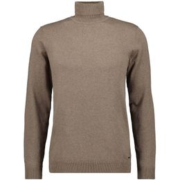 Rundhalspullover Ragman, Herren, Gr. 60, braun (camel), Strick, 95% Baumwolle 5% Kaschmir, hoch geschlossener Ausschnitt, Pullover Rundhalspullover