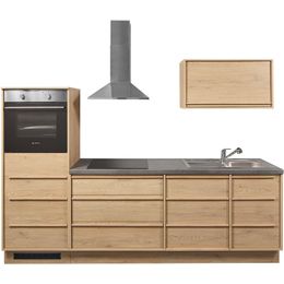K&uuml;chenzeile BASIC BY BALCULINA "Kyoto B/H/T 264x200x60 cm", k&uuml;che: natur, front: cremona eichefarben, korpus: cremona eichefarben, arbeitsplatte: chromix dunkel, B:264cm H:200cm T:60cm, Komplettk&uuml;chen-Sets, K&uuml;chenzeile, Breite 264 cm, wahlweise mit E-Ger&auml;ten und Induktion