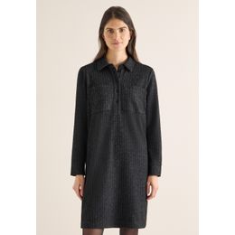 Blusenkleid Cecil, Damen, Gr. L (42), US-Gr&ouml;&szlig;en, schwarz, Stoff, 73% Polyester, 24% Viskose, 3% Elasthan, meliert, comfort fit knieumspielend, V-Ausschnitt, B&uuml;ndchen, Kleider Blusenkleid, im Hemdblusen-Style