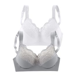 Soft-BH Petite Fleur, Damen, Gr. 100, Cup G, wei&szlig; (silber, wei&szlig;), Jersey, Obermaterial: 60% Polyamid, 29% Baumwolle, 11% Elasthan, BHs Soft-BH, ohne B&uuml;gel mit Komforttr&auml;gern &ndash; auch ideal f&uuml;r gro&szlig;e Gr&ouml;&szlig;en, Topseller