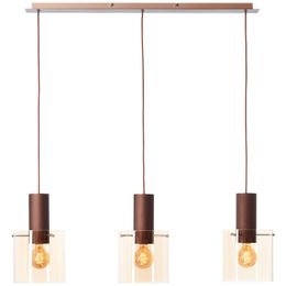 Brilliant Pendelleuchte "Petje", kaffee, bernstein, 3, 1 Stk., Leuchten, 90 x 20 x 120 cm, E27, Metall Glas, Kaffee Bernstein, Pendelleuchte