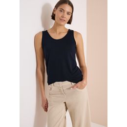 Tr&auml;gertop Cecil, Damen, Gr. L (42), universal blau, Stoff, 65% Viskose, 35% Polyester, unifarben, comfort fit normal, V-Ausschnitt, abgesteppt, Tops Tr&auml;gertop, in Leinen-Optik