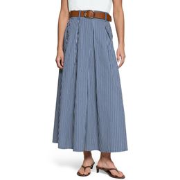 Maxirock Zero "Damen mit G&uuml;rtel", Damen, Gr. 34, dunkelblau, wei&szlig;, Obermaterial: 98% Baumwolle, 2% Elasthan. Futter: 100% diverse Faserarten, ausgestellt lang, R&ouml;cke Maxirock, G&uuml;rtel