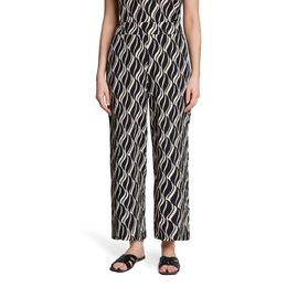 Marlene-Hose Betty Barclay "Damen mit elastischem Bund", Damen, Gr. 36, Normalgr&ouml;&szlig;en, schwarz-wei&szlig; (schwarz, beige), Obermaterial: 95% Polyester, 5% Elasthan, relaxed fit 7/8-L&auml;nge, Hosen
