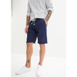Bermudas bonprix, Herren, Gr. 46, N-Gr, blau (dunkelblau), Obermaterial: 55% Leinen, 45% Baumwolle, regular fit, Hosen Bermudas, aus Leinen-Baumwoll-Mix, Regular Fit, mit Bindeband am Bund
