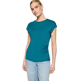 Kurzarmshirt Zero "Damen kurzarm", Damen, Gr. 34, deep lagoon, Piqu&eacute;, Obermaterial: 30% Polyester, 70% Modal, unifarben, figurumspielend normal, Wasserfallausschnitt, weit, Shirts, Material