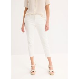 7/8-Hose bonprix, Damen, Gr. 38, N-Gr, wei&szlig; (wollwei&szlig;), Obermaterial: 51% Baumwolle, 46% Polyester, 3% Elasthan, regular fit, Hosen 7/8-Hose, elegante 7/8-L&auml;nge, feminin geschnitten, Regular Fit
