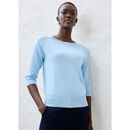 Strickpullover bonprix, Damen, Gr. 40/42 (M), blau (eisblau), Obermaterial: 70% Baumwolle, 30% Seide, oversize, Pullover Strickpullover, Oversize-Passform, 3/4-&Auml;rmel, aus Seide und Baumwolle