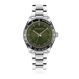 Quarzuhr FRANZ B&Ouml;HLER "BA6-B090S", gr&uuml;n (silber), Armbanduhren, Herren, Quarzuhr