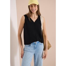Tr&auml;gertop Cecil, Damen, Gr. L (42), schwarz, Web, 50% Baumwolle, 50% Modal, unifarben, comfort fit normal, V-Ausschnitt, abgesteppt, Tops Tr&auml;gertop, mit femininem V-Ausschnitt