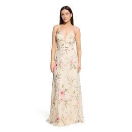 Abendkleid Vera Mont "Damen mit Muster", Damen, Gr. 32, Normalgr&ouml;&szlig;en, cream, ros&eacute;, Obermaterial: 100% Polyester. Futter: 100% Polyester, festlich, Basic schmal lang, V-Ausschnitt, Kleider Abendkleid
