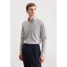 Flanellhemd Seidensticker "Schwarze Rose", Herren, Gr. S (38), normale &Auml;rmell&auml;ngen, nougat, 100% Baumwolle, kariert, regular fit, 2-Knopf-Manschette, Hemden, Regular 1/1 Button-Down-Kragen Karo