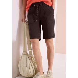 Shorts Cecil, Damen, Gr. L (42), schwarz (braun cacao), Web, 98% Baumwolle, 2% Elasthan, unifarben, comfort fit kurz, Hosen Shorts, Middle Waist