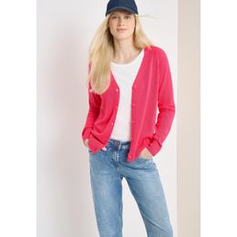 Cardigan Cecil, Damen, Gr. XL (44), pink (geranium rot), Web, 60% Baumwolle, 40% Viskose, unifarben, comfort fit normal, Rippb&uuml;ndchen, Strickjacken, Feinstrick