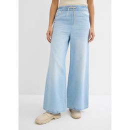 Weite Jeans bonprix, Damen, Gr. 36, N-Gr, eisblau denim used (l&auml;nge: regul&auml;r), Obermaterial: 100% Baumwolle, loose fit, Jeans, mit Bequembund, lockere Passform im Loose Fit