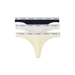 Tanga "THONG 3PK", Damen, Gr. L (40), shoreline, snow heather, pear sorbe, Jersey, Obermaterial: 90% Baumwolle, 10% Elasthan, Calvin Klein Underwear, unifarben, k&ouml;rpernah, Unterhosen Tanga, K&ouml;rpernahe Passform mit elastischem Bund