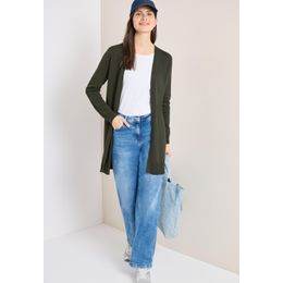 Cardigan Cecil, Damen, Gr. L (42), khaki, Web, 60% Baumwolle, 40% Viskose, unifarben, normal ca. Mitte Oberschenkel, ohne Ausschnitt, Rippb&uuml;ndchen, Strickjacken, im soften Baumwoll-Mix
