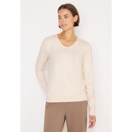 Strickpullover Cecil, Damen, Gr. XL (44), oat milk beige melange, Feinstrick, 50% Viskose, 28% Polyester, 22% Nylon, unifarben, comfort fit normal, V-Ausschnitt, B&uuml;ndchen, Pullover Strickpullover, mit Materialmix