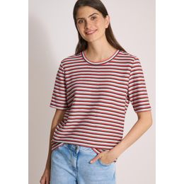 Print-Shirt Cecil, Damen, Gr. XS (36), bunt (braun cacao), Web, 50% Baumwolle, 50% Modal, gestreift, comfort fit normal, Rundhals, normaler Saum, Shirts, im Streifendesign