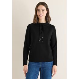 Sweatshirt Cecil, Damen, Gr. L (42), schwarz, Sweatware, 56% Polyester, 44% Viskose, comfort fit, ohne Ausschnitt, normaler Saum, Sweatshirts Sweatshirt, mit Glitzer-Detail