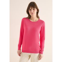 Strickpullover Cecil, Damen, Gr. L (42), pink (geranium rot), Web, 60% Baumwolle, 40% Viskose, unifarben, normal normal, Rundhals, Rippb&uuml;ndchen, Pullover Strickpullover, aus Feinstrick