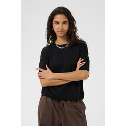 Strickpullover Saint Tropez "MilaSZ Boxy SS Pullover", Damen, Gr. L, schwarz, Strick, Obermaterial: 70% Viskose, 30% Polyester, unifarben, oversize normal, Rundhals, Pullover Strickpullover, Viskosemischung, Oversize fit