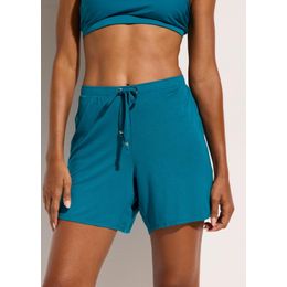 Shorts bonprix, Damen, Gr. 38, N-Gr, petrol, Obermaterial: 95% Viskose, 5% Elasthan, regular fit, Hosen Shorts, leichte Strandshorts, modische und bedeckende L&auml;nge