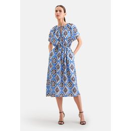 Sommerkleid Seidensticker, Damen, Gr. XS (34), Normalgr&ouml;&szlig;en, blau, 100% Viskose, bedruckt, regular fit, Rundhals, Kleider Sommerkleid, 1/2 Rundhals Druck