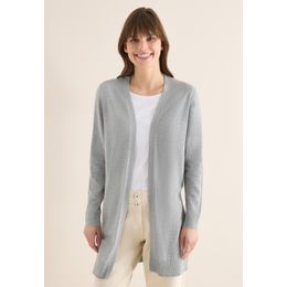 Cardigan Cecil, Damen, Gr. L (42), mineral grau melange, Web, 60% Baumwolle, 40% Viskose, unifarben, normal ca. Mitte Oberschenkel, ohne Ausschnitt, Rippb&uuml;ndchen, Strickjacken, im soften Baumwoll-Mix
