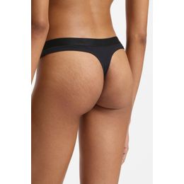 String HUGO UNDERWEAR "HUGO HEART", Damen, Gr. L, schwarz 001, Feinripp, Obermaterial: 90% Modal, 10% Elasthan, k&ouml;rpernah, Unterhosen String, mit Herz-Logo und niedrigem Bund
