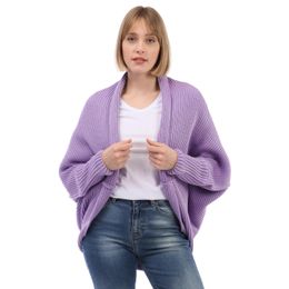 Strickjacke FELIX HARDY "Lang&auml;rmelige Strickjacke aus Wollmischung mit Fledermaus&auml;rmeln", Damen, Gr. M-L, flieder, 90% Polyacryl, 10% Wolle, Strickjacken Strickjacke