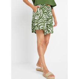 Shorts bonprix, Damen, Gr. 40/42 (M), N-Gr, forstgr&uuml;n, wollwei&szlig; zebra bedruckt, Obermaterial: 95% Viskose, 5% Elasthan, loose fit, Hosen Shorts, mit Bequembund, Loose Fit, aus Viskose
