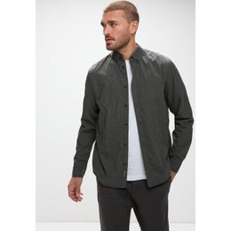 Langarmhemd Street One MEN, Herren, Gr. L (42), US-Gr&ouml;&szlig;en, schwarz, Web, 100% Baumwolle, gemustert, normal normal, V-Ausschnitt, B&uuml;ndchen, Hemden, aus reiner Baumwolle