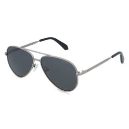 Polaroid PLD 8073/S | Kinder-Sonnenbrille | Fassung: Vollrand, Pilot, Edelstahl, Grau | Glasfarbe: Grau